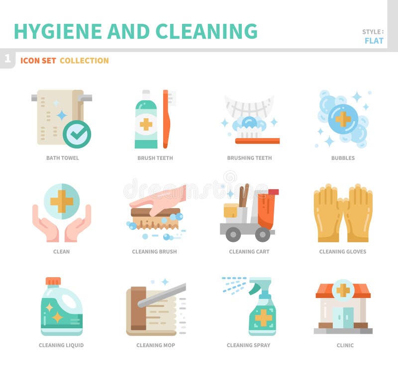 Hygiene icon set stock vector. Illustration of flat - 188734618