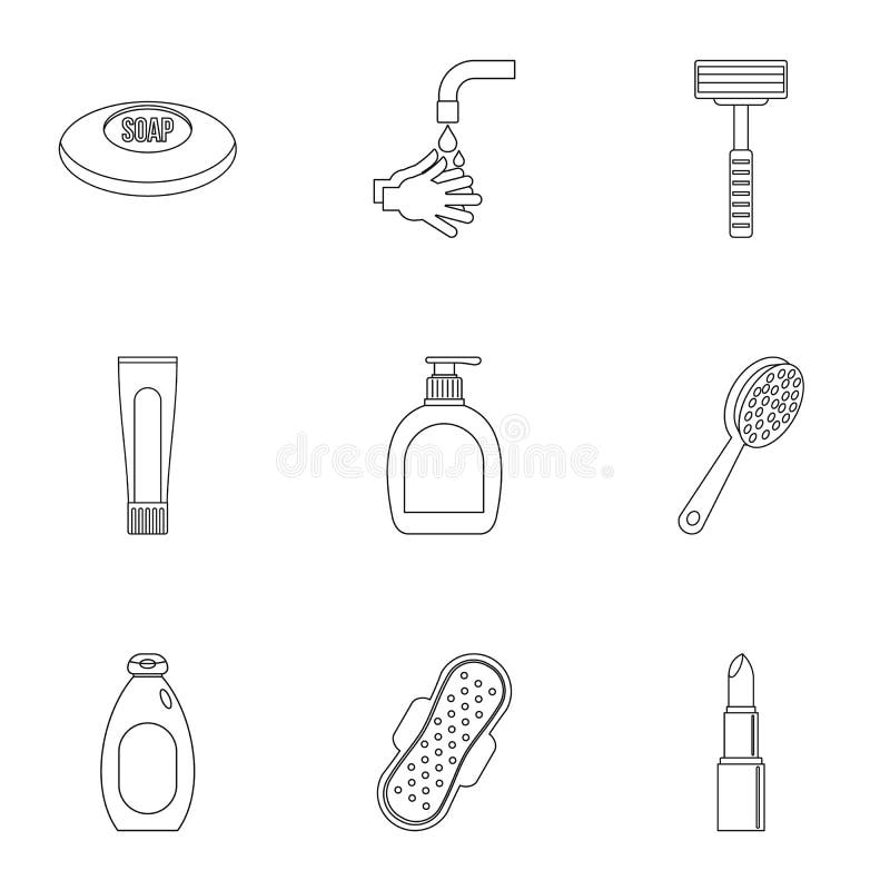 Hygiene Icons Set, Outline Style Stock Vector - Illustration of face ... Hygiene Icons Set, Outline Style Stock Vector - Illustration of face ...