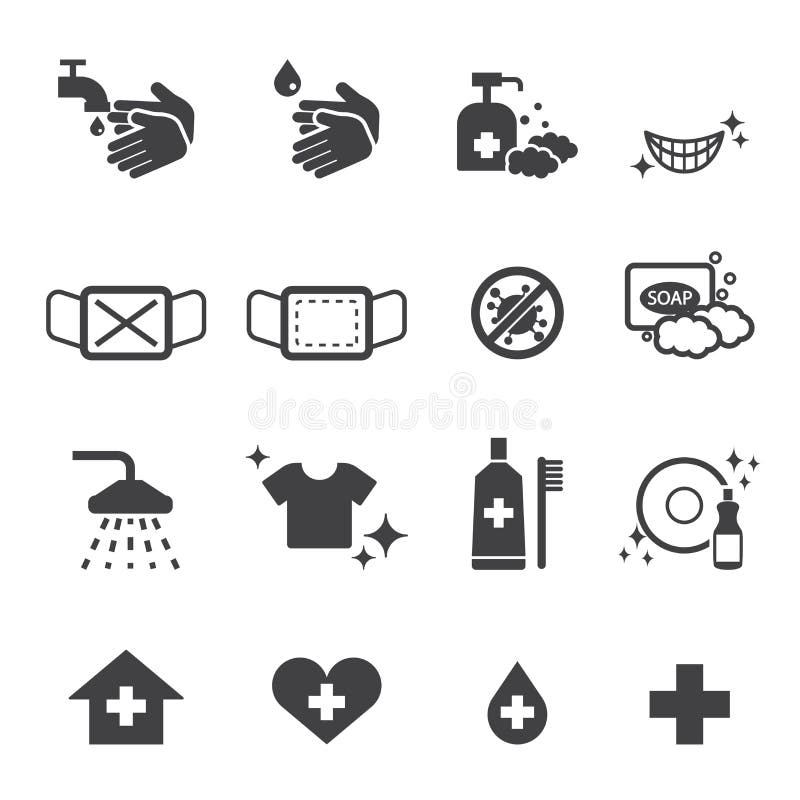 Hygiene icons set stock vector. Illustration of care - 53100228