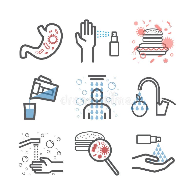 Hand Hygiene with Cleaning Product. Vector Signs for Web Graphics ...