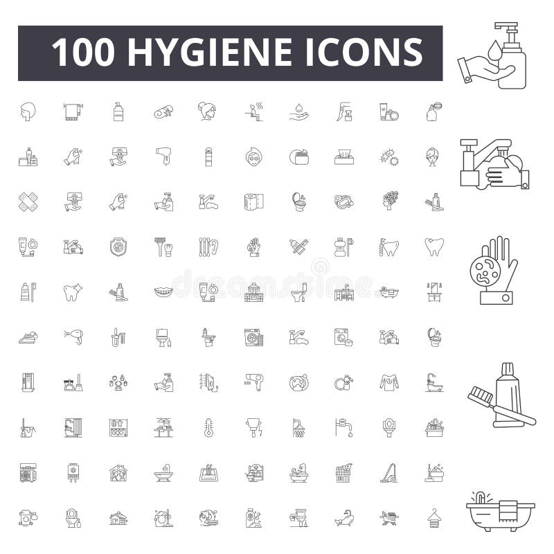 Hygiene Line Icons, Signs, Vector Set, Outline Illustration Concept ...