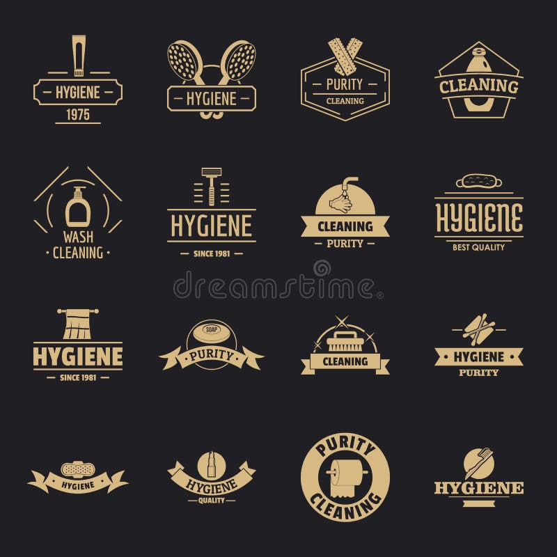 Hygiene Logo Icons Set, Simple Style Stock Vector - Illustration of ...
