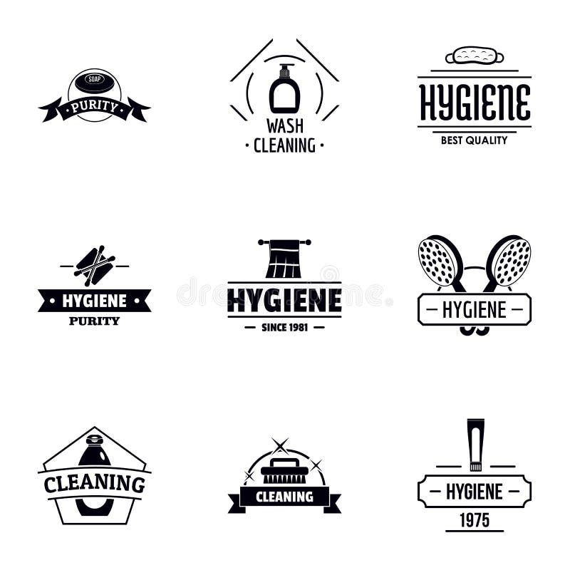 Hygiene Logo Set, Simple Style Stock Illustration - Illustration of ...