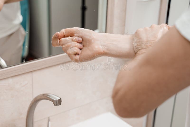Hygiene. Proper Hand Washing with Soap, Gel and Water. Washing Hands ...