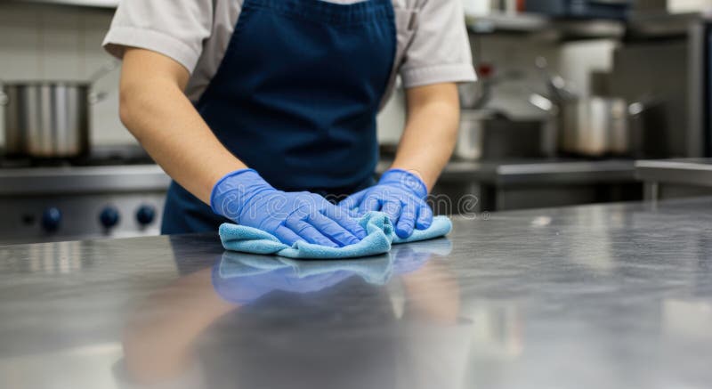 Hygiene in Restaurant Kitchen, Wiping Counter Stock Illustration ...