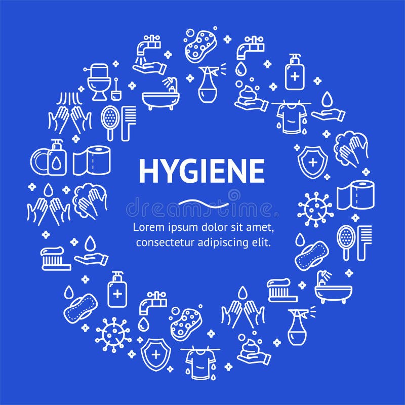Hygiene Round Design Template Line Icon Concept. Vector Stock Vector ...