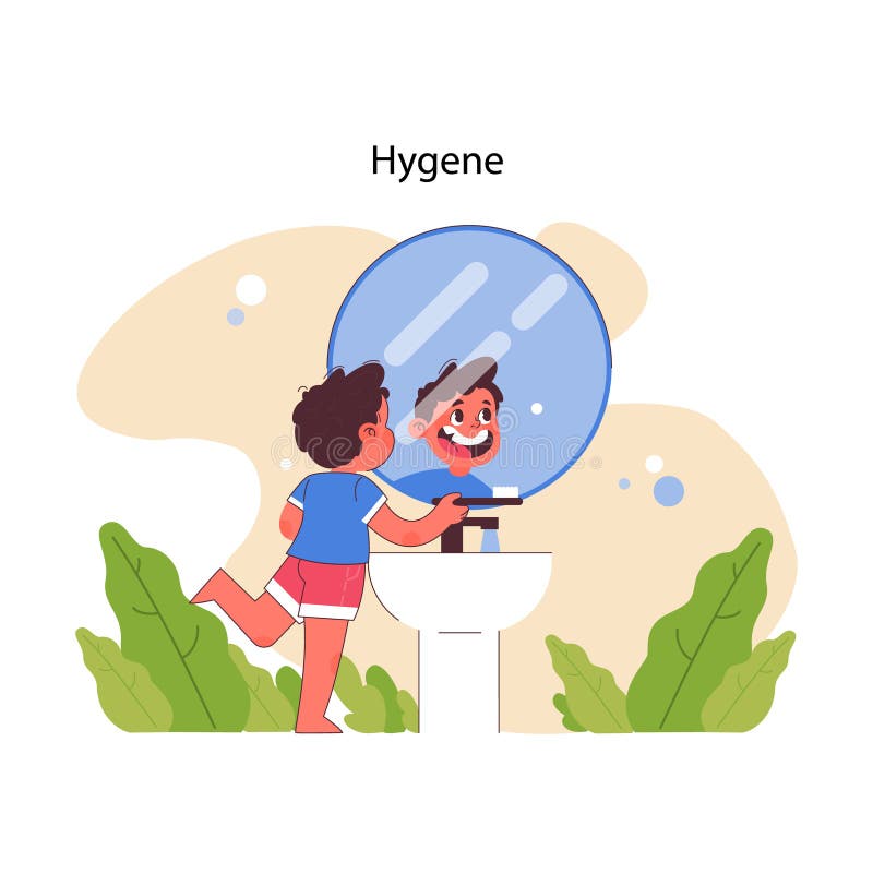Daily Hygiene Routine Concept. Flat Vector Illustration Stock Vector ...