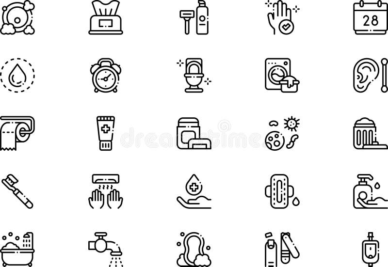 Hygiene Routine Icons Collection is a Vector Illustration with Editable ...