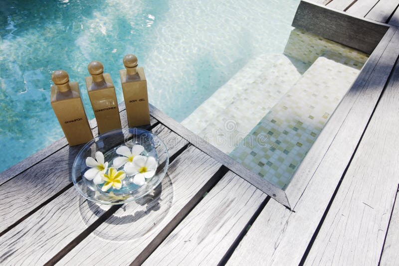 Hygiene and spa items stock photo. Image of bottle, hotel - 5037664