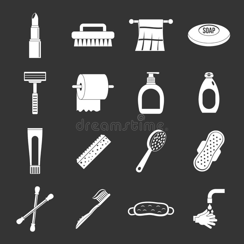 Hygiene Tools Icons Set Grey Stock Illustration - Illustration of ...