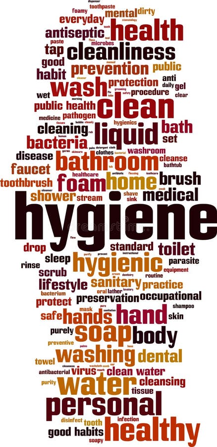 Hygiene Word Lettering Typography. Infographics with Linear Icons on ...