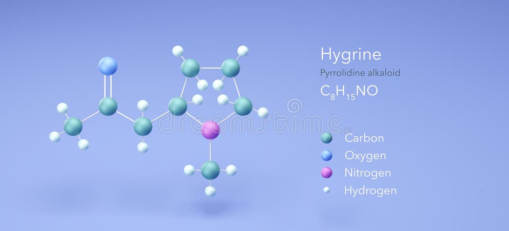 Hygrine Molecule, Molecular Structures, Pyrrolidine Alkaloid, 3d Model ...