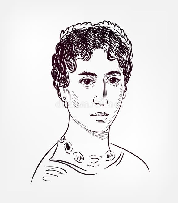 Hypatia Vector Sketch Portrait Philosopher Isolated Editorial Photo ...