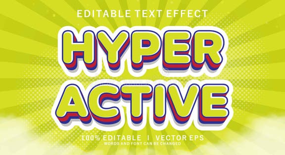 Hyper Active Vector Text Effect with Modern Style Design Stock Vector - Illustration of template ...