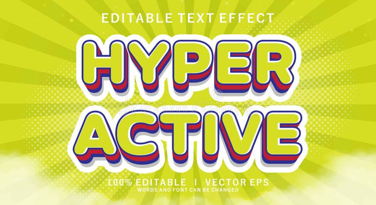 Hyper Active Vector Text Effect with Modern Style Design Stock Vector ...