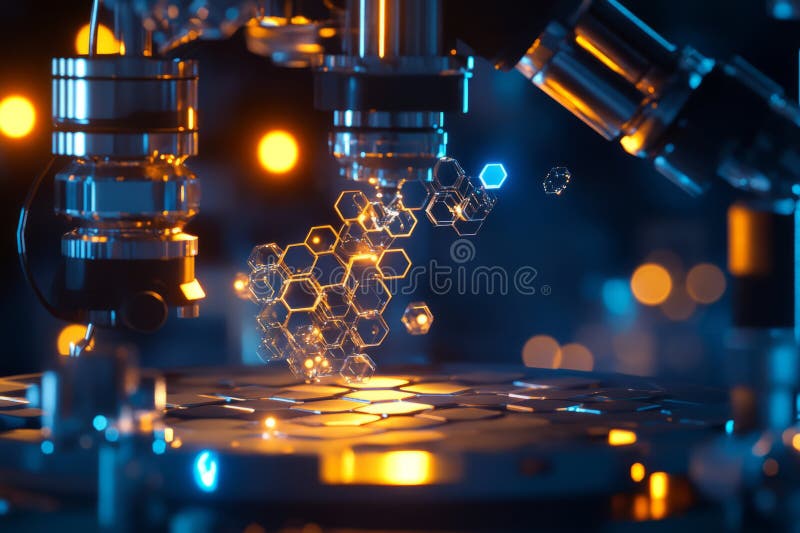 A Hyper-advanced Nanotechnology Lab Where Floating Hexagonal Particles ...