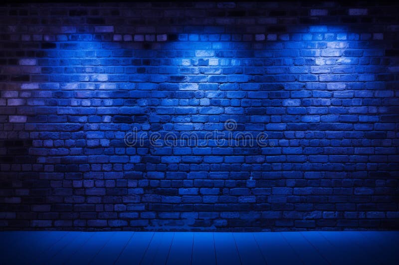Hyper Blue Neon Brick Wall stock illustration. Illustration of textured ...