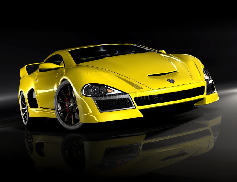 Hyper car yellow 2 stock illustration. Illustration of aerodynamic ...