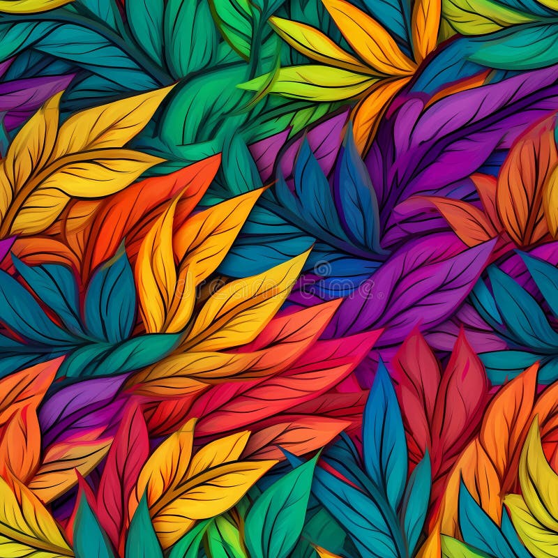 Hyper Colorfull Leaves Texture Highly Detailed and Colorfull Stock ...