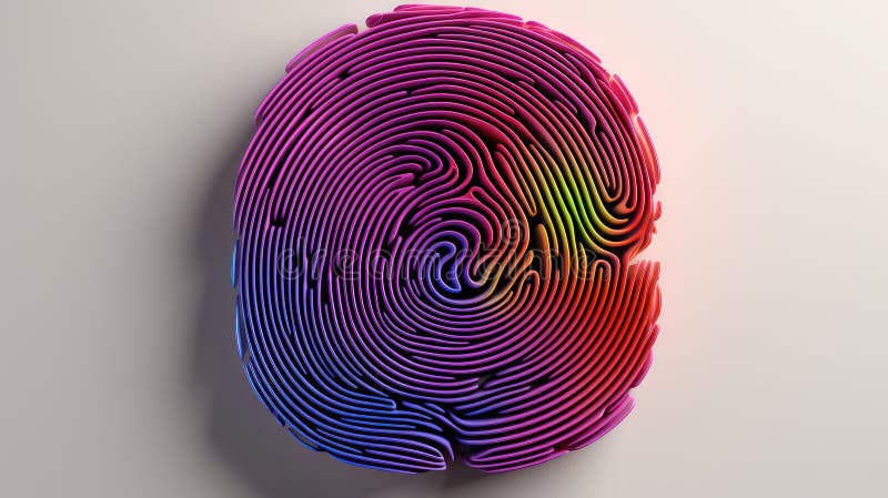 Hyper-Detailed 3D Colorful Fingerprint on White Background Stock Image ...