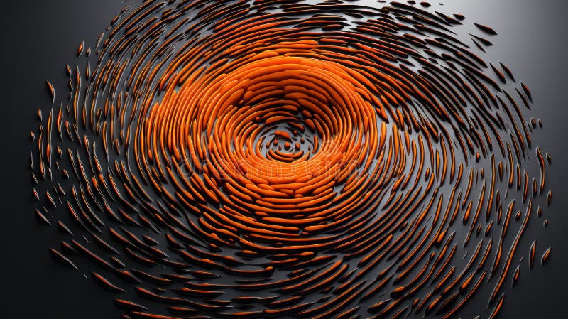 Hyper-Detailed 3D Orange Swirl Fingerprint on Dark Background Stock ...