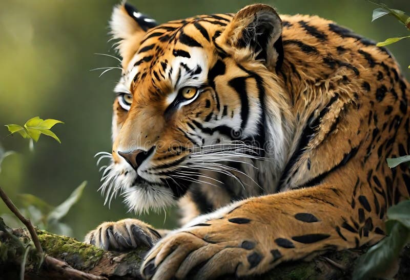 Hyper-Detailed Abstract Portrait of a Tiger in the Jungle Stock ...