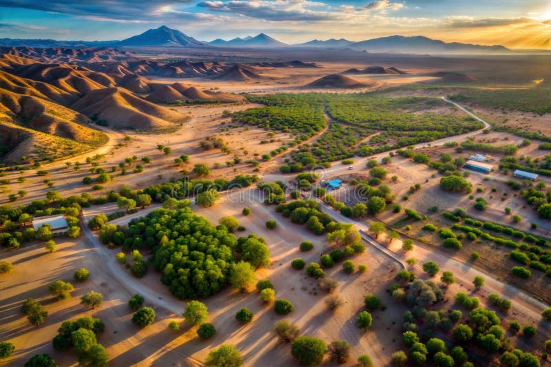 Hyper-detailed Aerial Image, Plane View, Green Fields, River, Trees, AI ...
