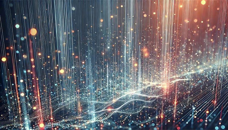 Hyper-detailed Digital Rain with Glowing Particle Streams Falling ...