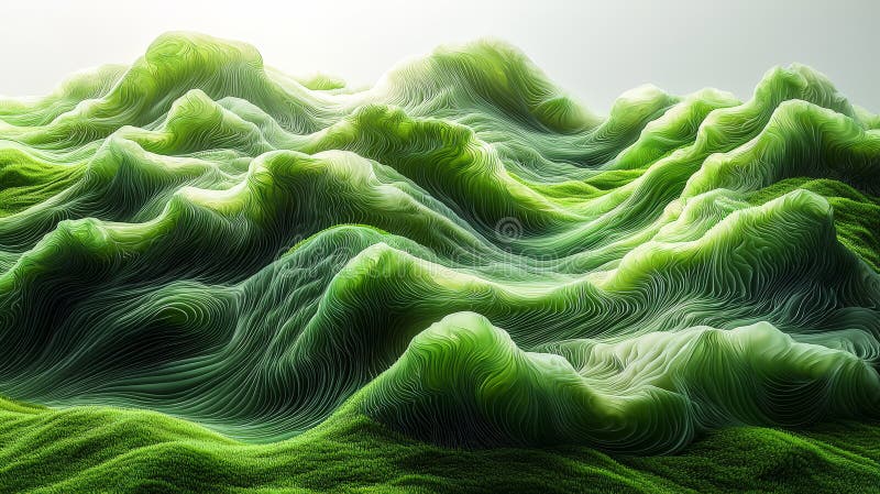 A Hyper-detailed, High-contrast 3D Rendering of Abstract Grass Waves in ...