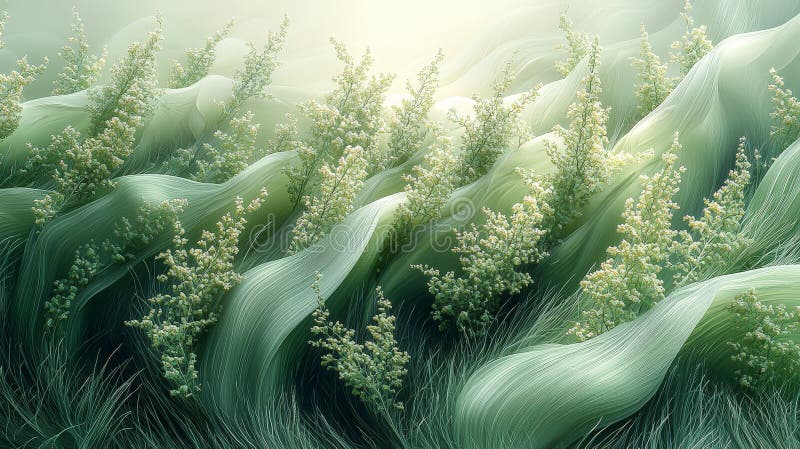 A Hyper-detailed, High-contrast 3D Rendering of Abstract Grass Waves in ...