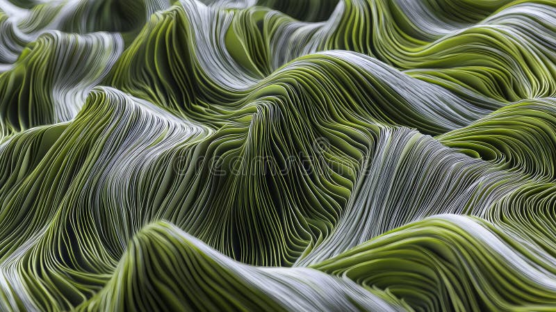 A Hyper-detailed, High-contrast 3D Rendering of Abstract Grass Waves in ...