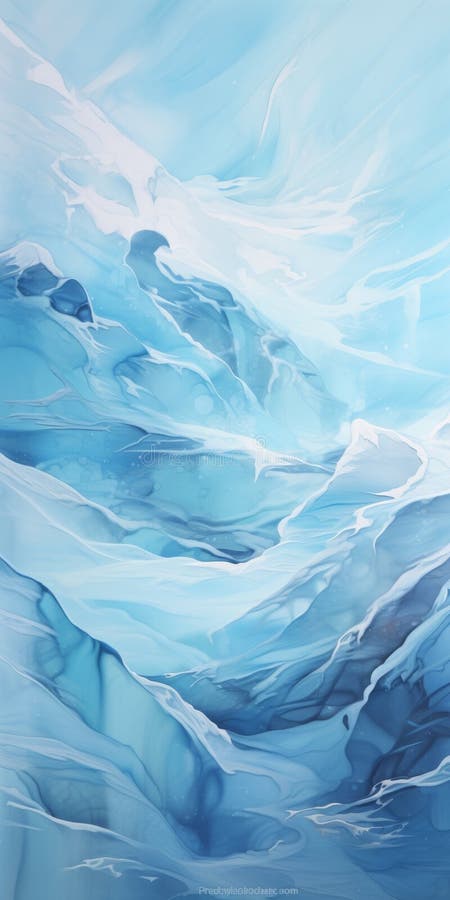 Hyper-detailed Illustration of an Ocean with Waves and Ice Stock ...