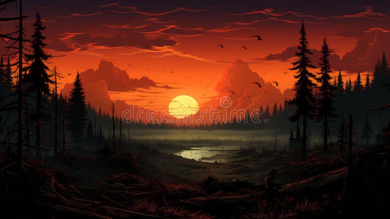 Hyper-detailed Illustration of a Post-apocalyptic Cedar Forest at ...