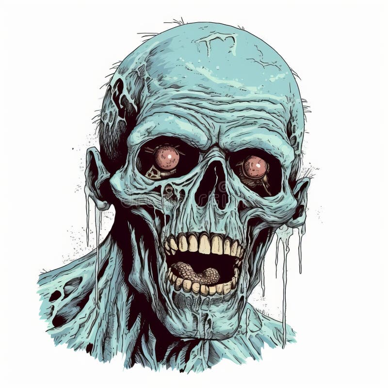 Hyper-detailed Illustration of a Zombie with Blue Eyes and Sharp Teeth ...