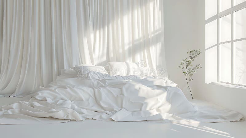 Hyper-detailed Image of a Simplistic Bedroom, White Sheets, No Clutter ...