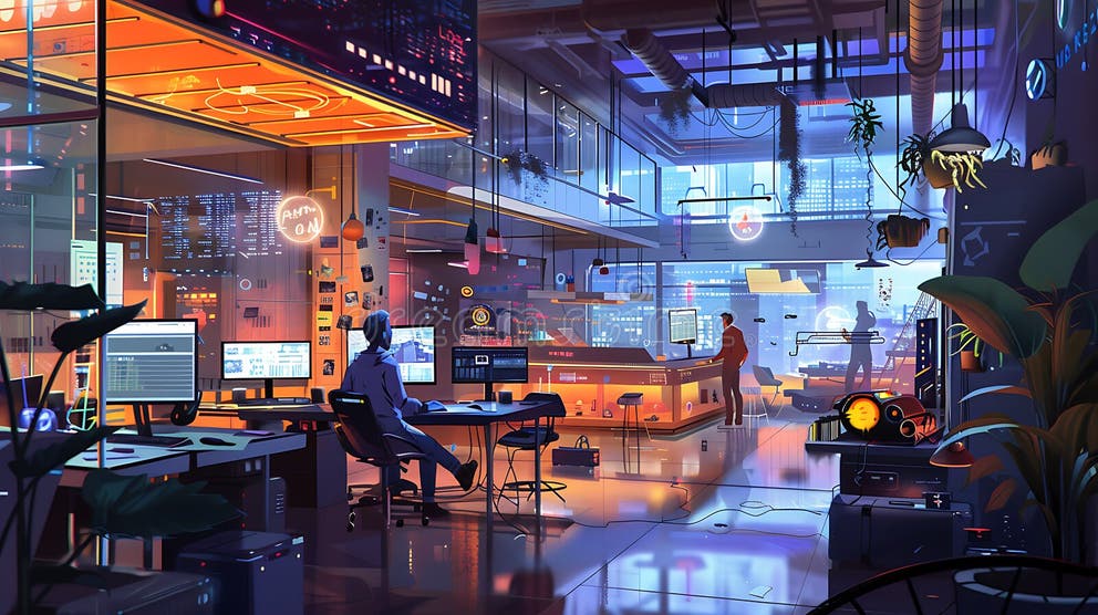 Hyper-detailed Image of a Tech Startup Office, Casual Dress Code ...
