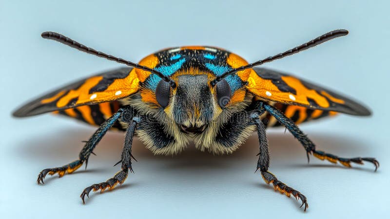 A Hyper-detailed Macro Image of an Orange and Black Patterned Beetle ...