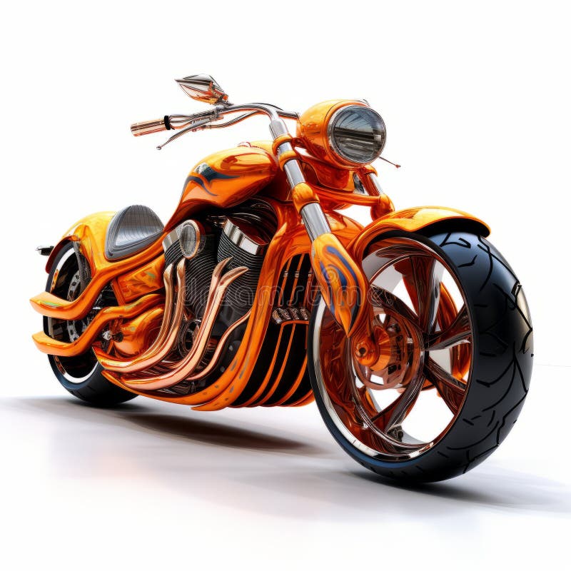 Hyper-detailed Orange Motorcycle: Realistic 3d Rendering Stock ...