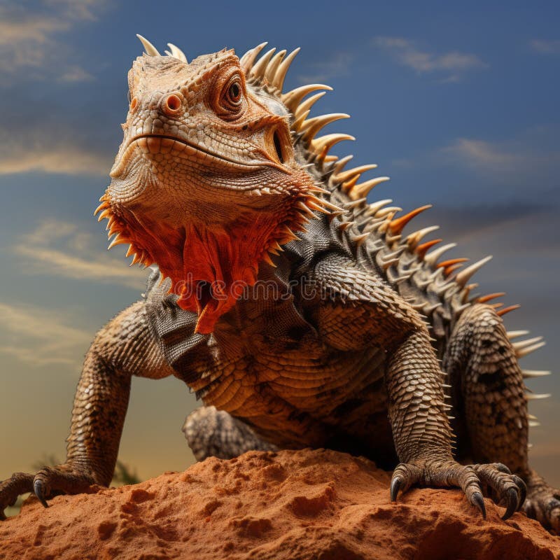 Hyper-detailed Rendering of a Horned Lizard in Vray Tracing Style Stock ...