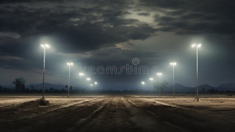 Hyper-detailed Renderings of a Dark Night on a Dirt Field Stock ...