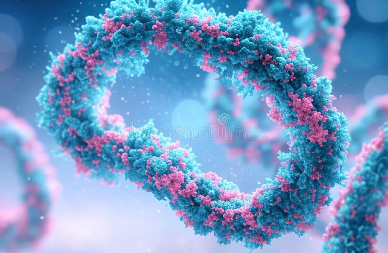 DNA Chromatin Structure Dissolving with Bioluminescent Colors Stock ...