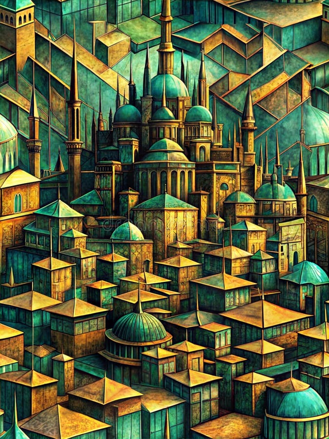 Hyper-detailed Seamless Tile Geometric Cityscape Pattern for Design and ...
