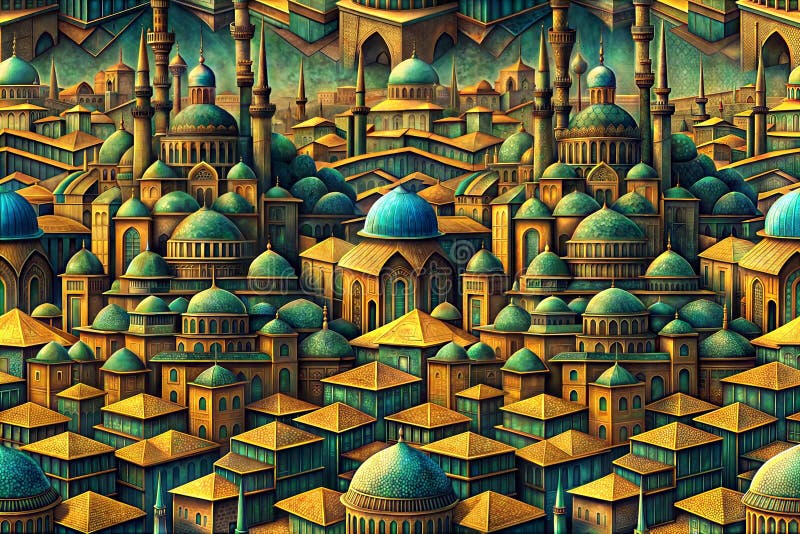 Hyper-detailed Seamless Tile Geometric Cityscape Pattern for Design and ...