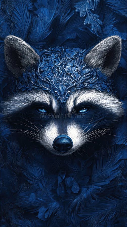 Seamless Raccoon Mask Texture Midnight Blue Silver Hyperdetailed Stock ...