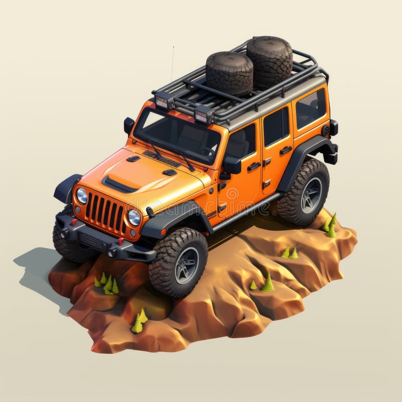 Isometric Jeep Wrangler on Mountain: Realistic and Hyper-detailed ...