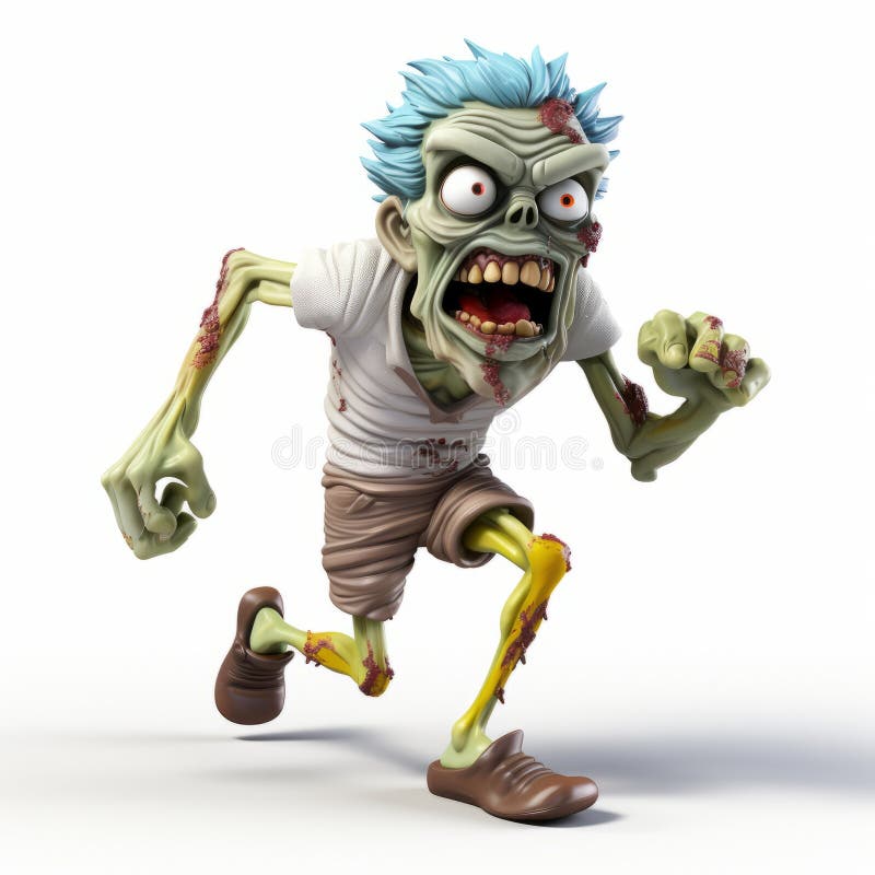 Hyper-detailed Zombie Runner Cartoon Character in Action-packed 3d ...