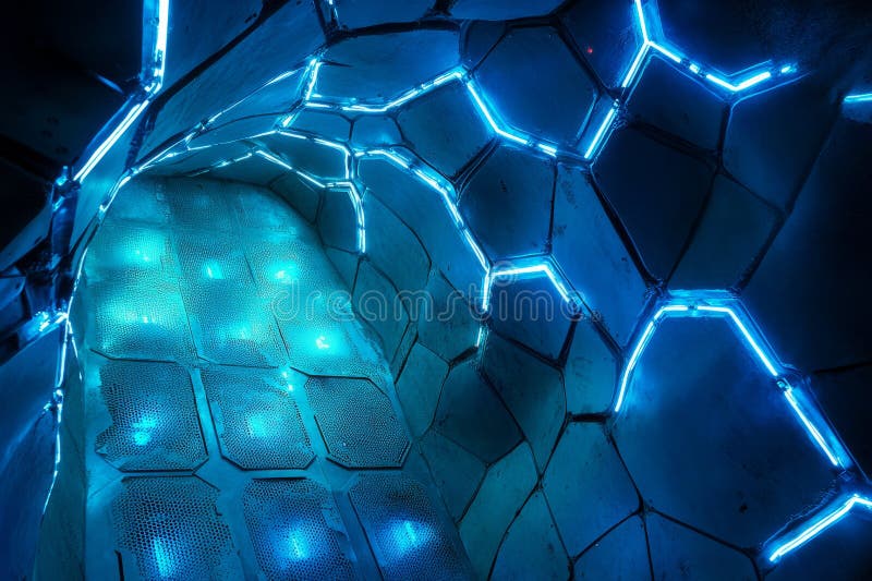 A Hyper-futuristic Underground Bunker with Walls Covered in Hexagonal ...