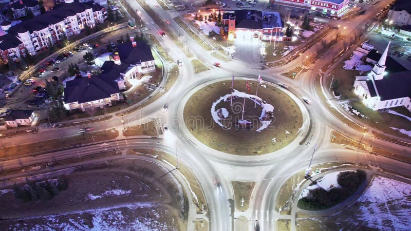 Hyper-lapse of Traffic Circle at Night Stock Footage - Video of lights ...