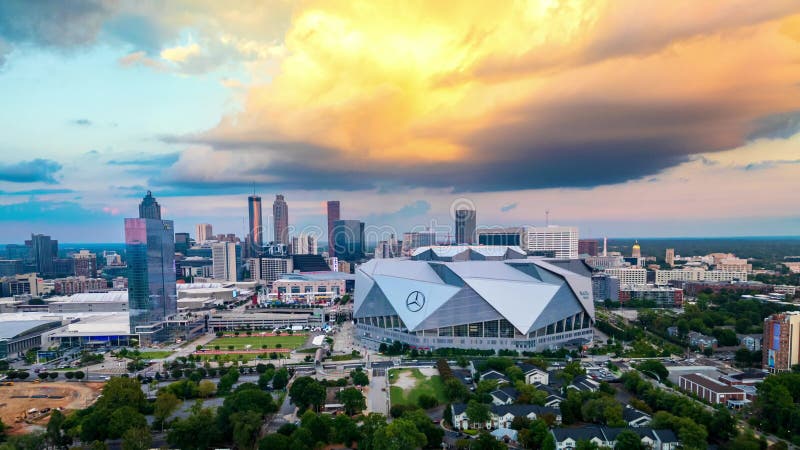 Hyper Lapse Video of Atlanta Skyline at Sunset with Storm Clouds in the ...
