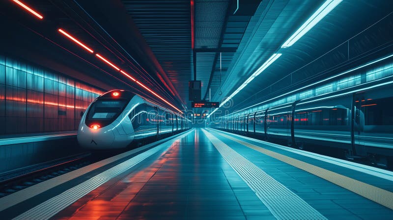 Hyper-modern AI-controlled Train Station Featuring Sleek Design and ...